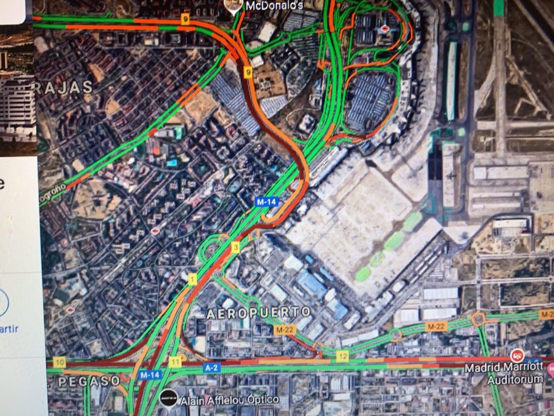 Los mapas de tráfico de Google que demuestran el colapso de Barajas que ...